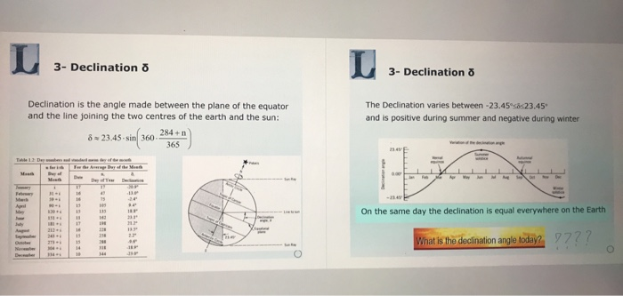 Solved 3- Declination 8 3- Declination Declination is the | Chegg.com