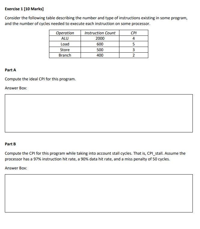 Solved Exercise 1 (10 Marks] Consider the following table | Chegg.com