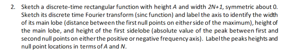 Solved 2. Sketch a discrete-time rectangular function with | Chegg.com