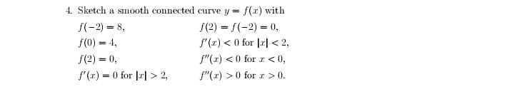 Solved 4. Sketch a smooth connected curve y=f(x) with | Chegg.com