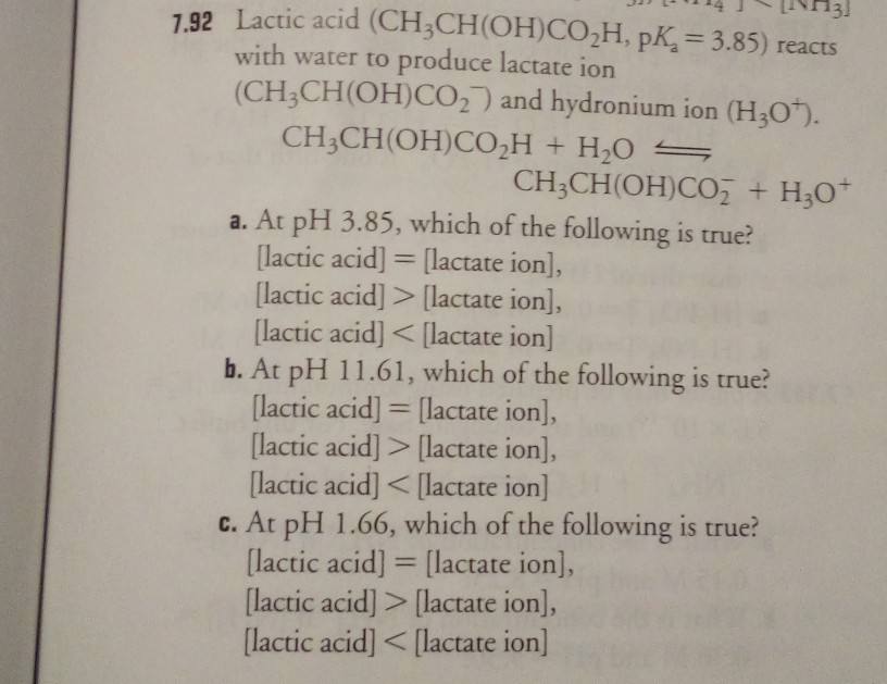 Solved Lactic acid (CH3CH (OH)CO2H, pKa= 3.85) reacts with | Chegg.com
