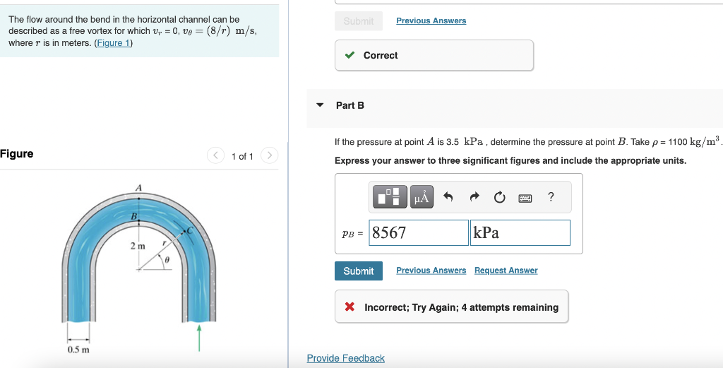 Solved The flow around the bend in the horizontal channel | Chegg.com