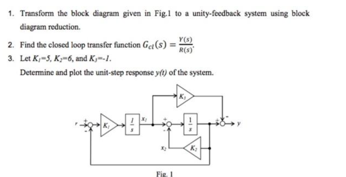 Solved 1. Transform the block diagram given in Fig.1 to a | Chegg.com