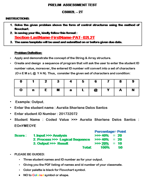 Solved PRELIM ASSESSMENT TEST CS002L-21 INSTRUCTIONS: 1. | Chegg.com