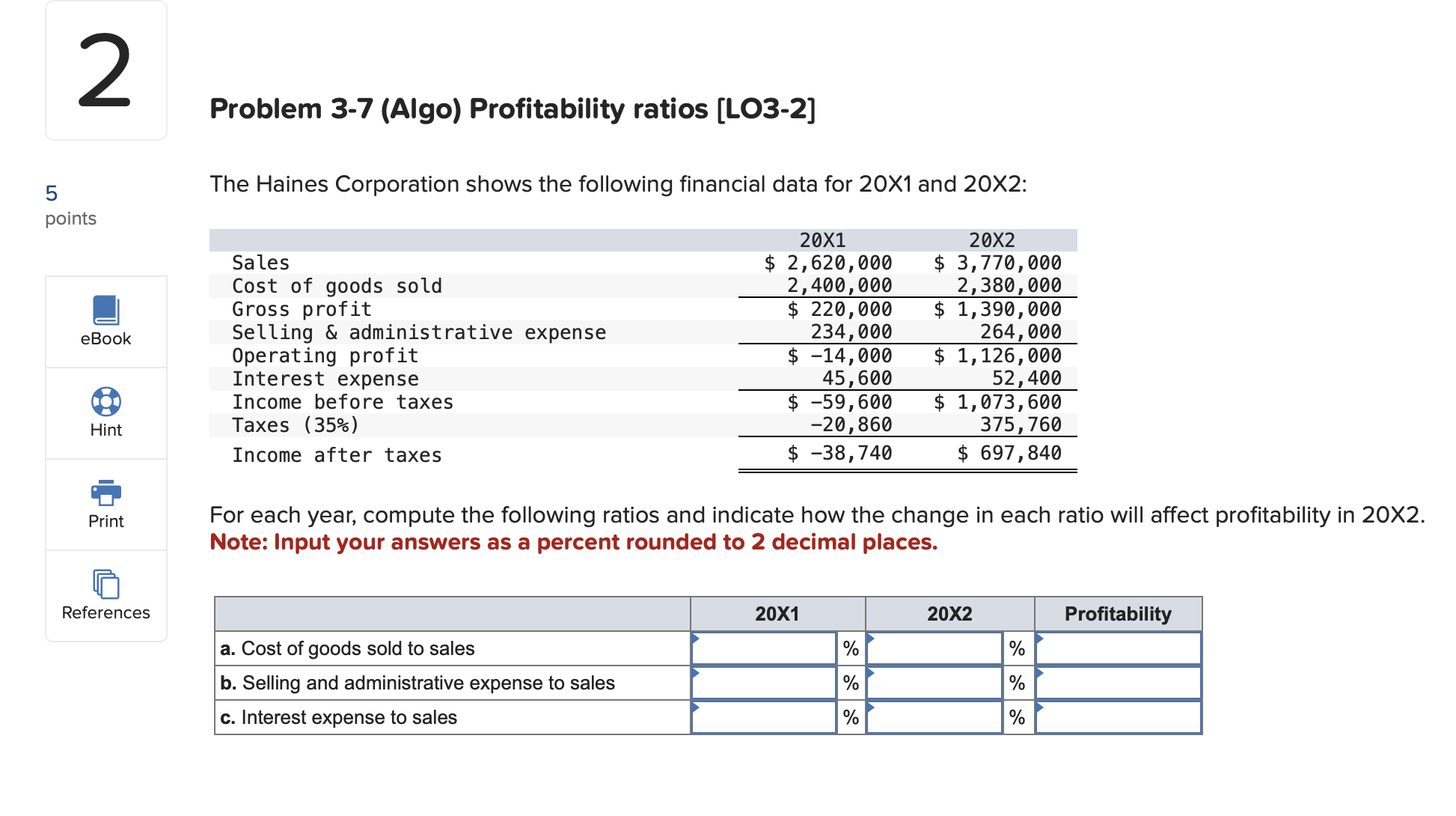 Solved Problem 3-7 (Algo) Profitability ratios [LO3-2] The | Chegg.com