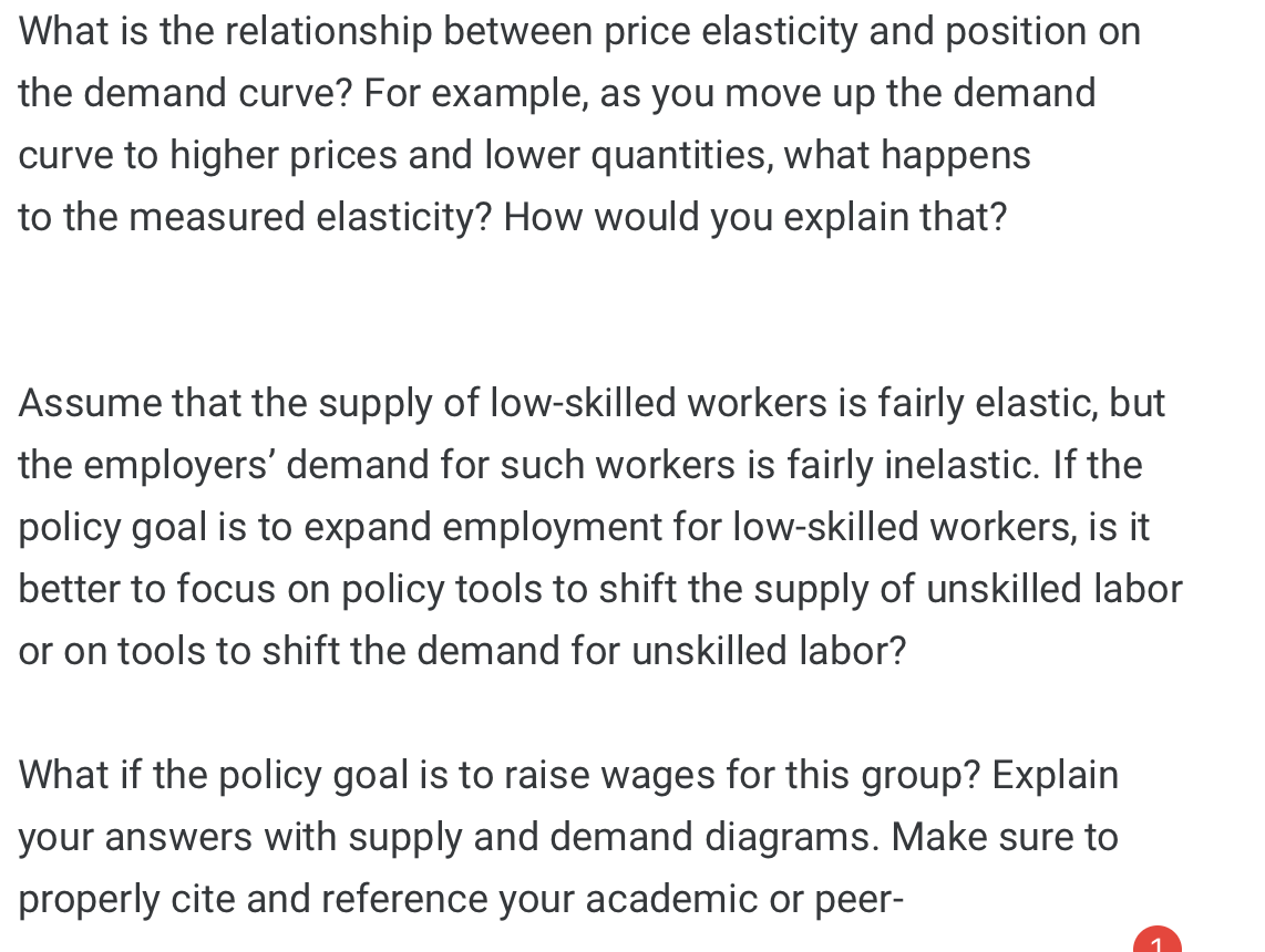 Solved What is the relationship between price elasticity and | Chegg.com