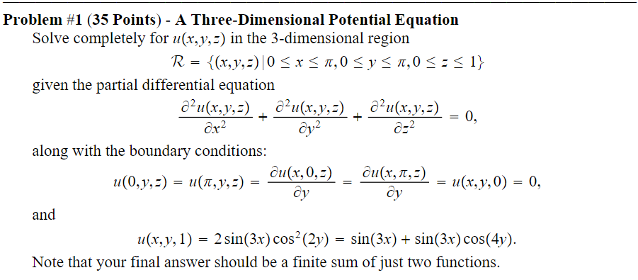 Solved Problem \#1 (35 Points) - A Three-Dimensional | Chegg.com