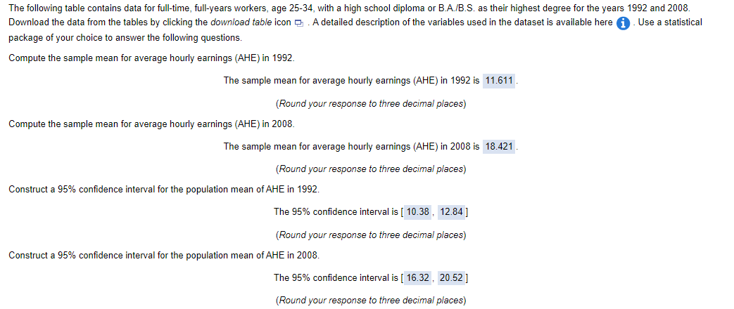 Solved The following table contains data for full-time, | Chegg.com