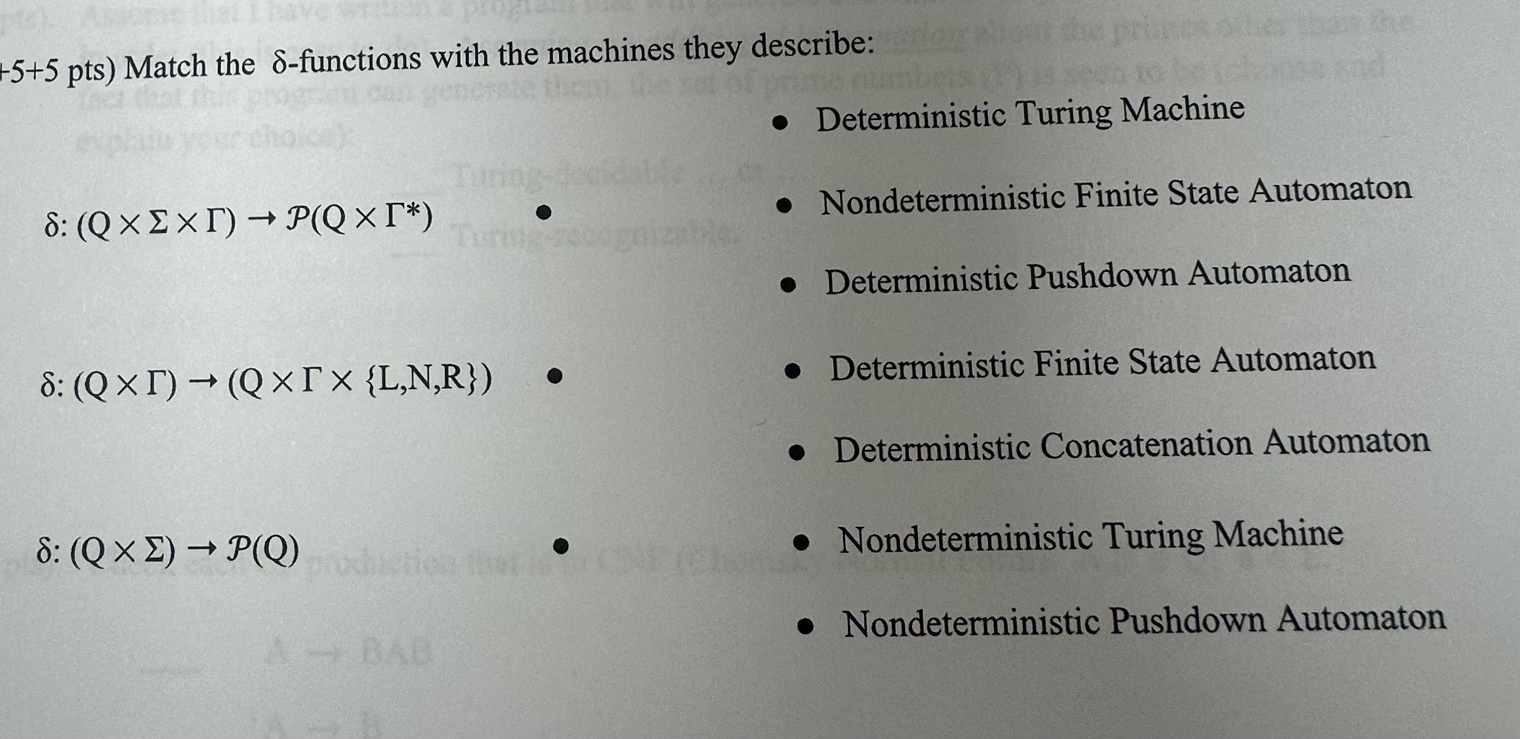 Solved -5+5 ﻿pts) ﻿Match the δ-functions with the machines | Chegg.com