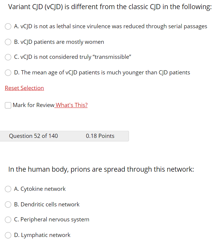 Solved Variant CJD (VCJD) is different from the classic CJD | Chegg.com