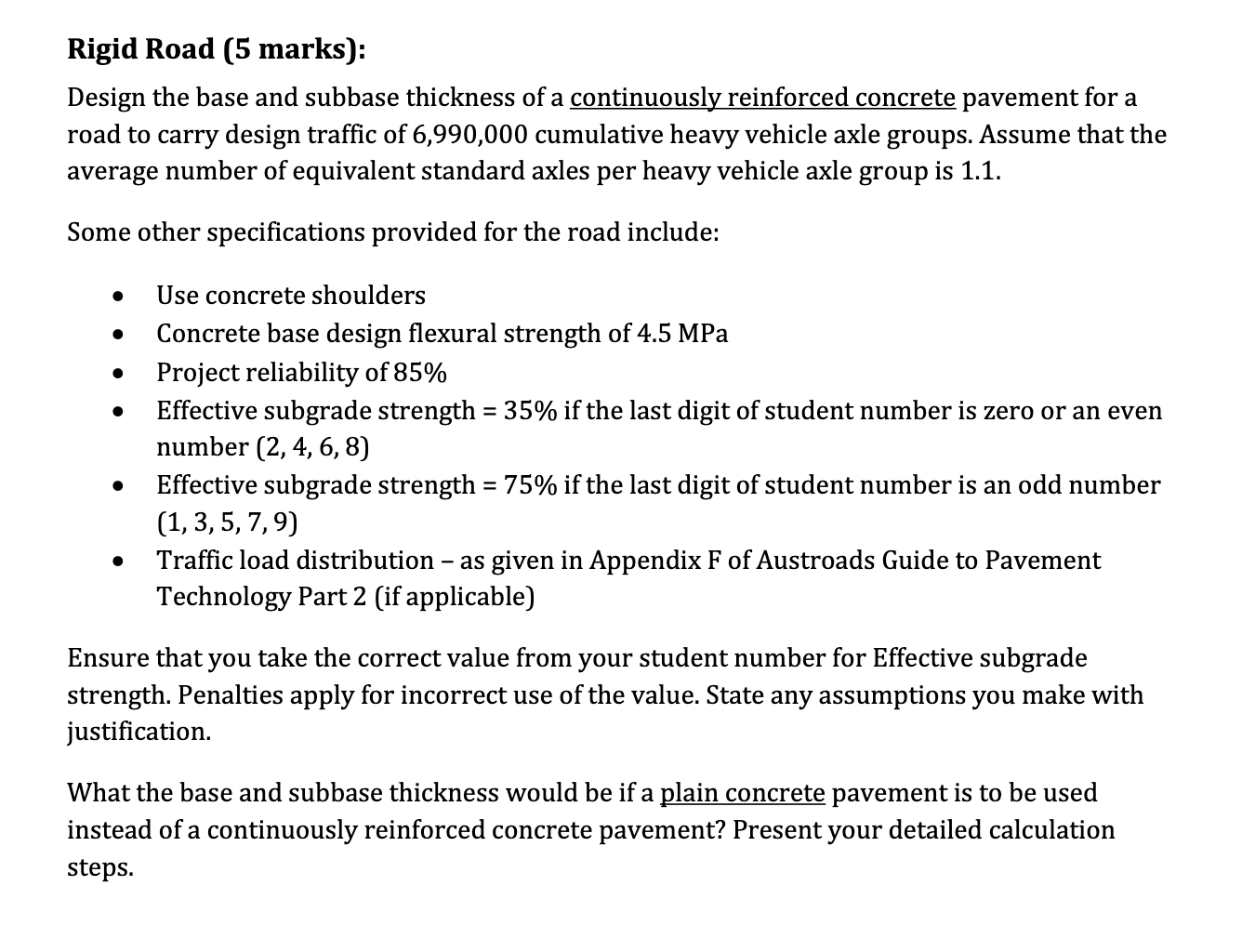 Solved Rigid Road (5 marks): Design the base and subbase | Chegg.com