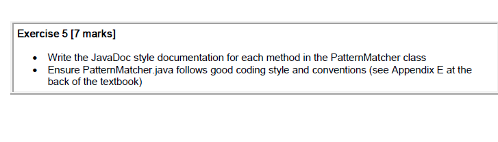 Exercise 5 [7 marks] • Write the JavaDoc style | Chegg.com