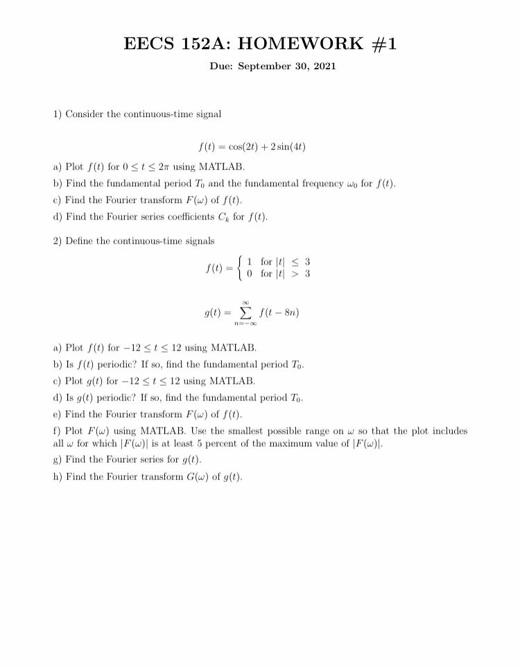 Solved EECS 152A: HOMEWORK #1 Due: September 30, 2021 1) | Chegg.com
