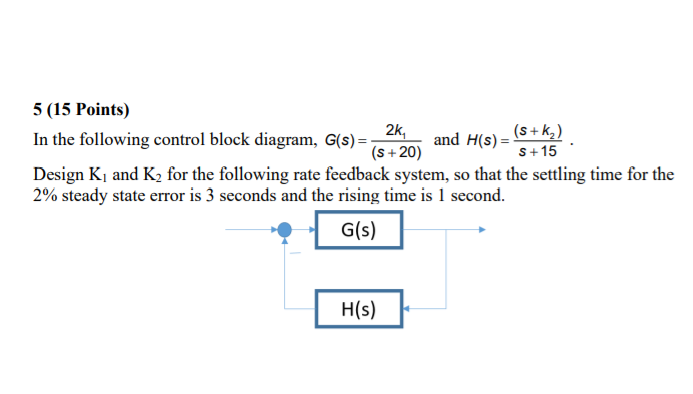 Solved 5 (15 Points) 2k, In the following control block | Chegg.com