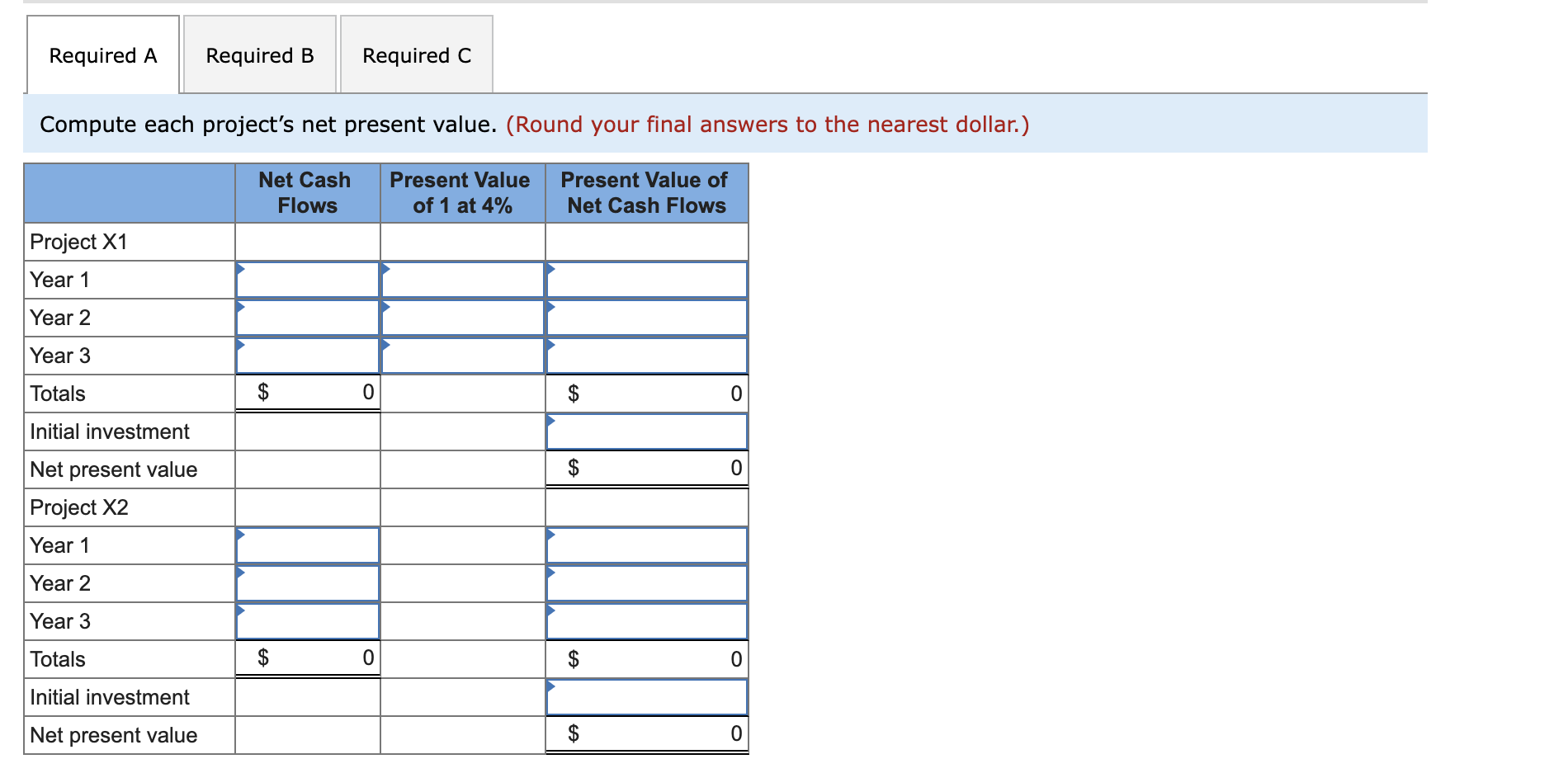 Solved Compute each project's net present value. (Round your | Chegg.com