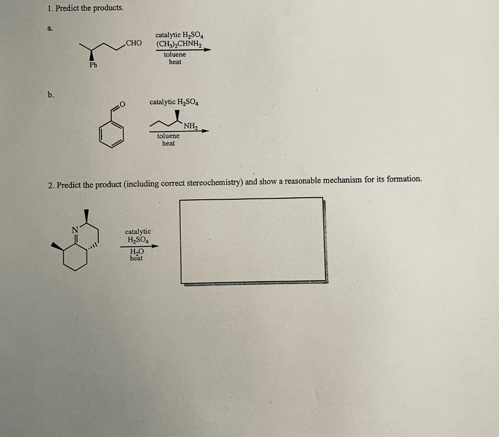 Solved 1. Predict the products. а. CHO catalytic H2SO4 | Chegg.com