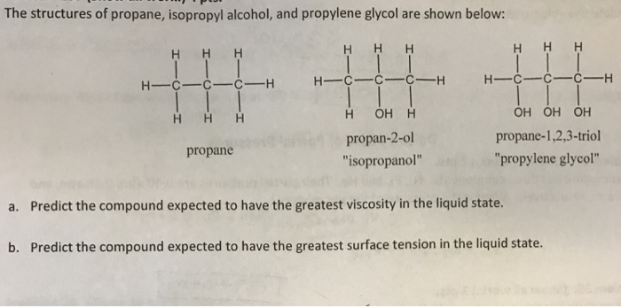 Solved The structures of propane, isopropyl alcohol, and | Chegg.com