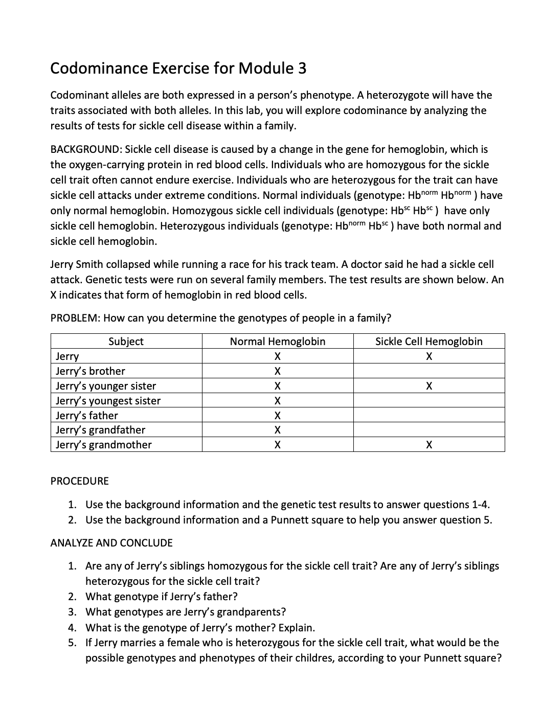 Solved Codominance Exercise for Module 3 Codominant alleles | Chegg.com