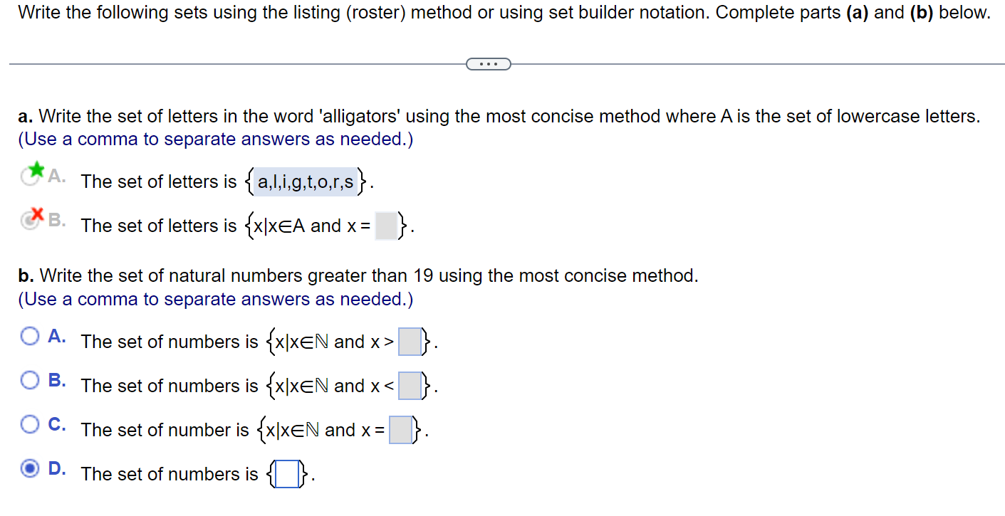 Solved Write the following sets using the listing (roster) | Chegg.com