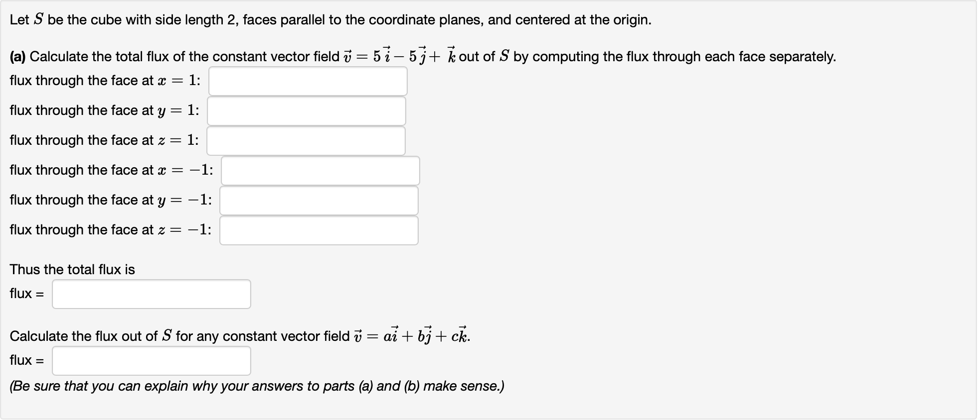 Solved Let \\( S \\) be the cube with side length 2, faces | Chegg.com