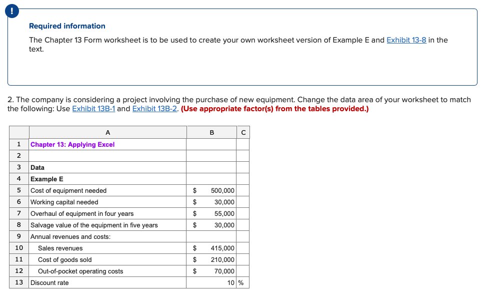 Solved Required information The Chapter 13 Form worksheet is | Chegg.com