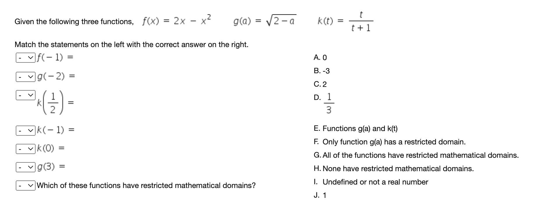 Solved Given the following three functions, f(x) = 2x - x? = | Chegg.com
