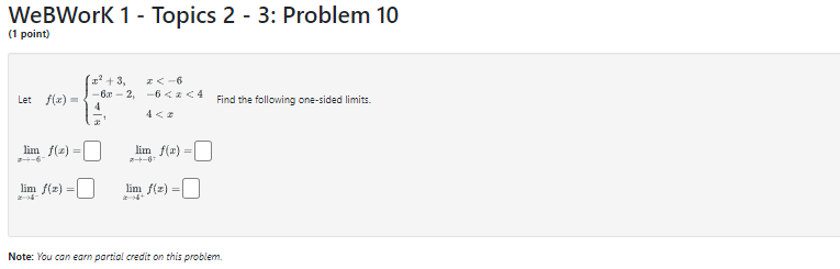 Solved WeBWorK 1 - Topics 2 - 3: Problem 10 (1 point) Let | Chegg.com