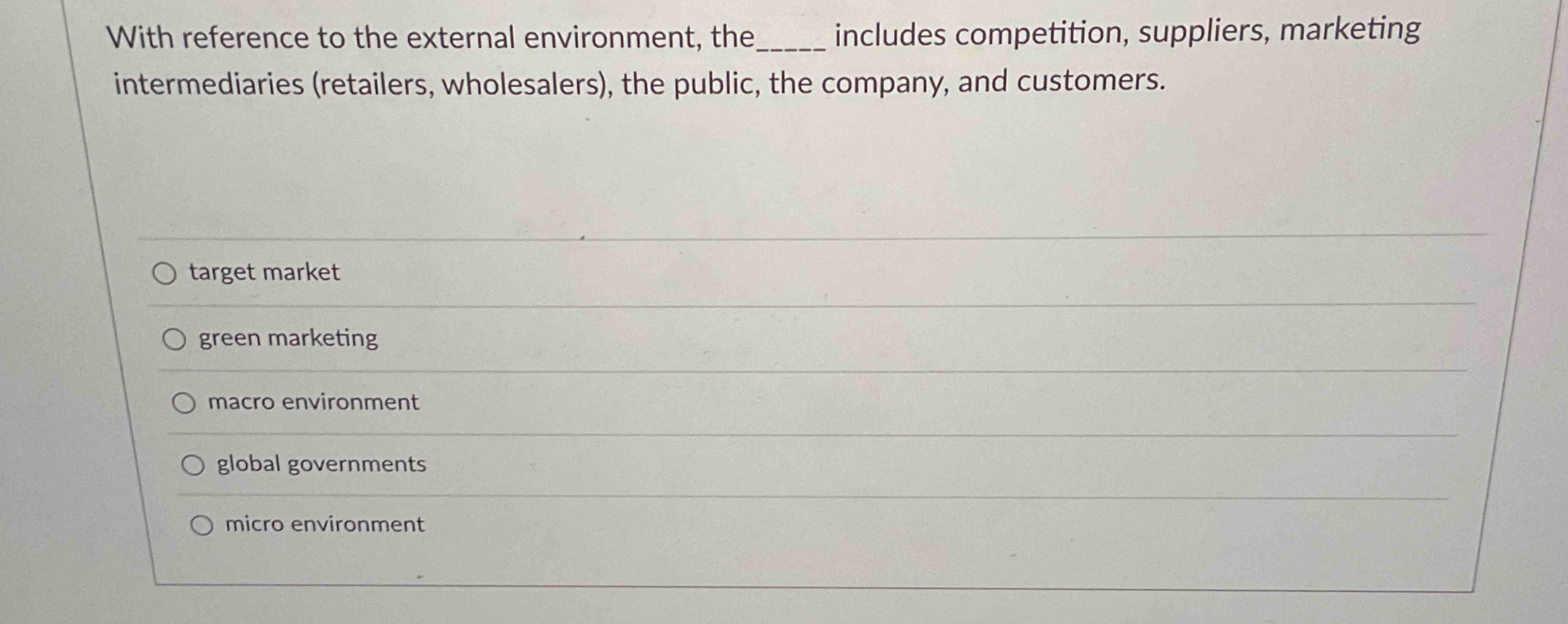 Solved With reference to the external environment, | Chegg.com