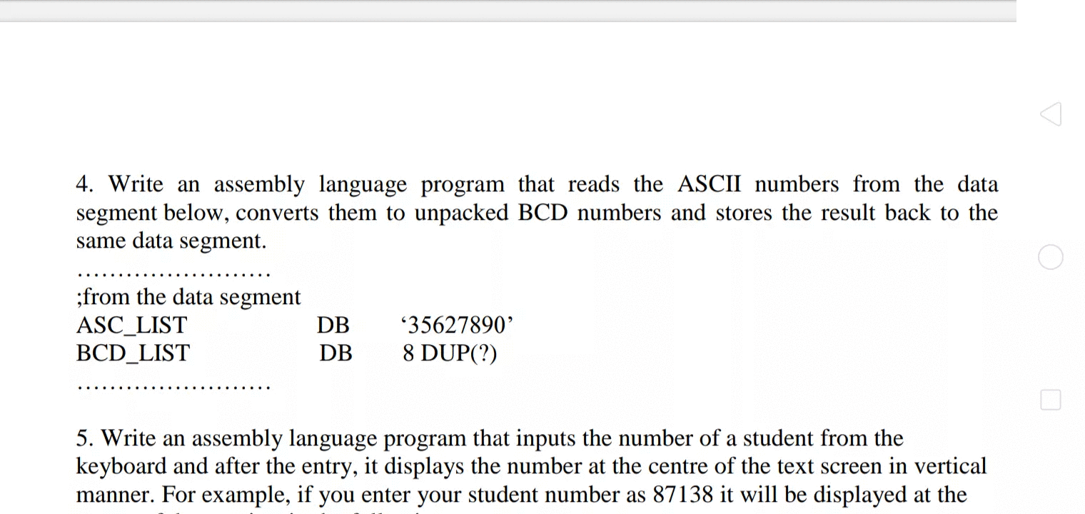 Solved 4. Write an assembly language program that reads the | Chegg.com