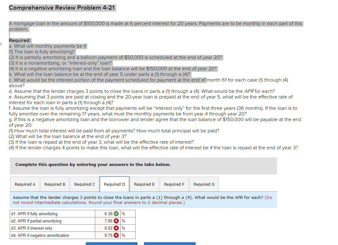 Comprehensive Review Problem 4-21 A mortgage loan in | Chegg.com