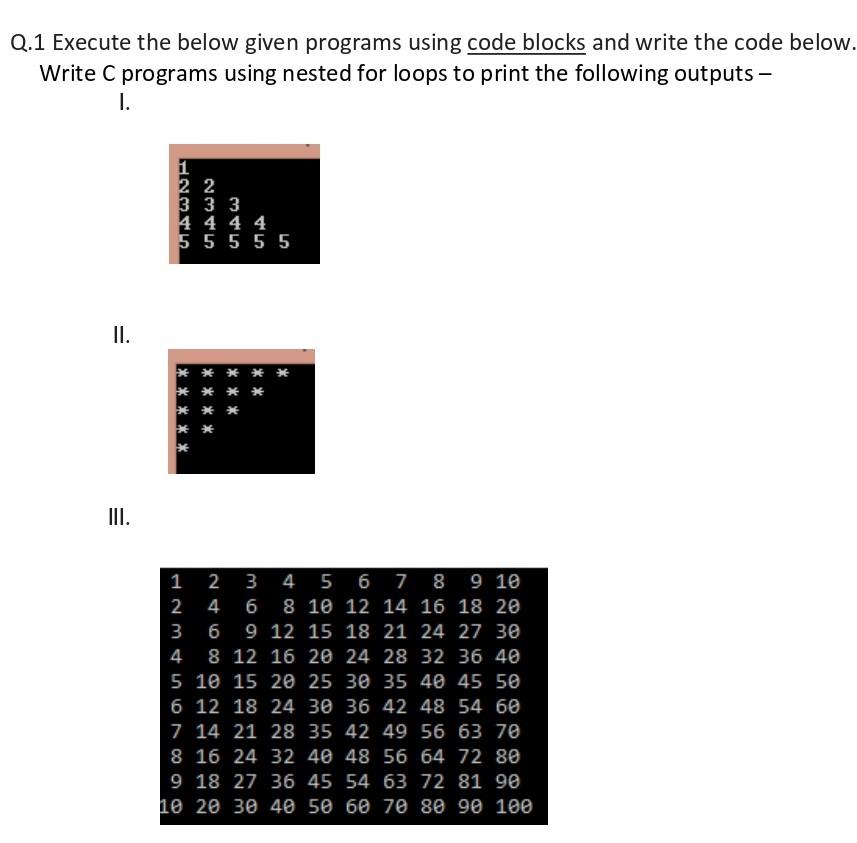 Solved Q.1 Execute the below given programs using code | Chegg.com