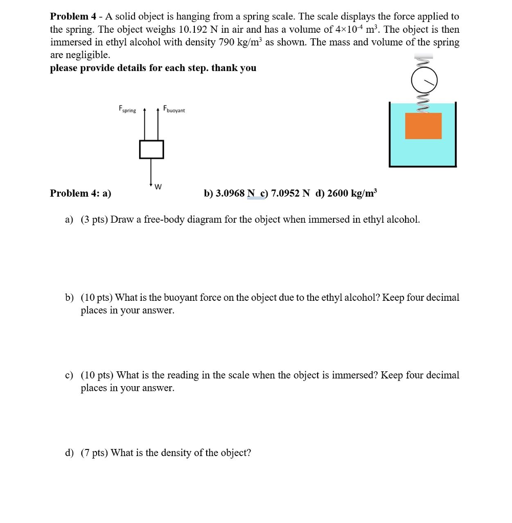 Solved Problem 4 - A solid object is hanging from a spring | Chegg.com