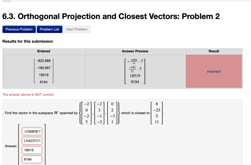 Solved 6.3. Orthogonal Projection and Closest Vectors: | Chegg.com