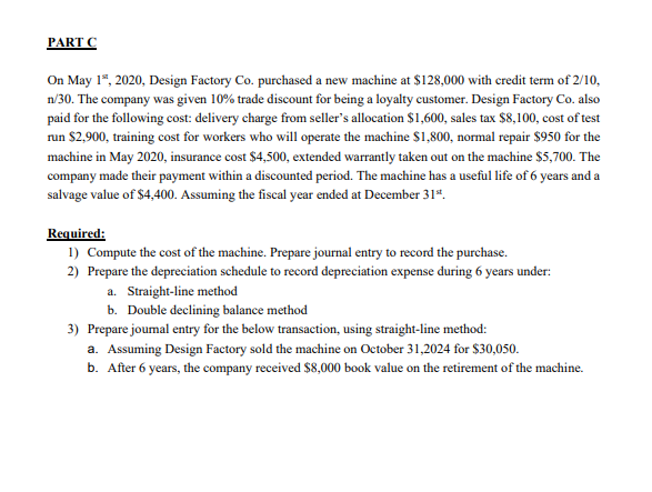 Solved 1) Compute the cost of the machine. Prepare journal | Chegg.com