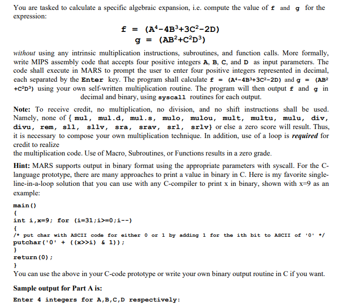 Solved You are tasked to calculate a specific algebraic | Chegg.com
