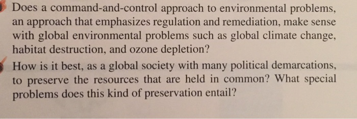 Solved Does a command-and-control approach to environmental | Chegg.com