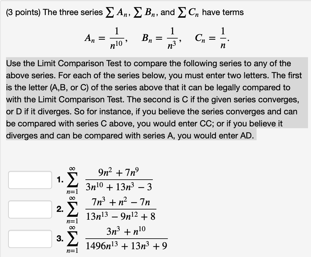 Solved Use the Limit Comparison Test to compare the | Chegg.com
