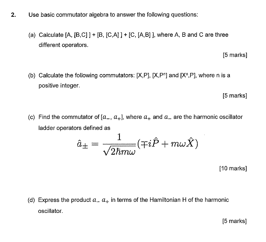Solved 2. Use basic commutator algebra to answer the | Chegg.com