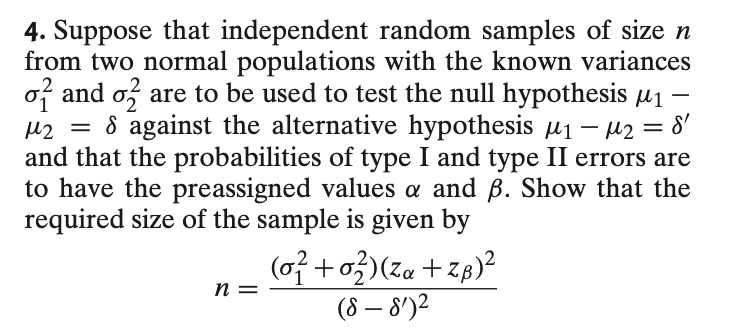 2 = = 4. Suppose that independent random samples of | Chegg.com