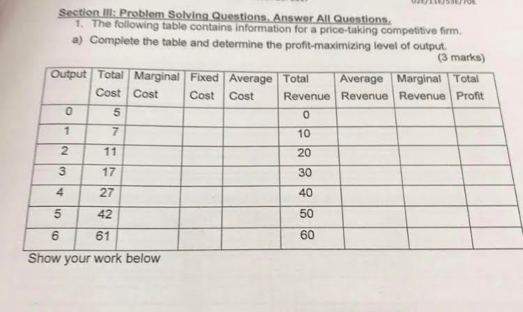 Solved Section III: Problem Solving Questions. Answer All | Chegg.com