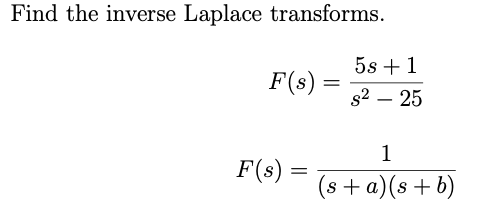 Solved Find the inverse Laplace transforms. | Chegg.com