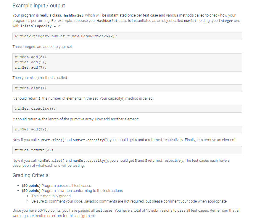 Solved In a previous assignment, you created a set class | Chegg.com