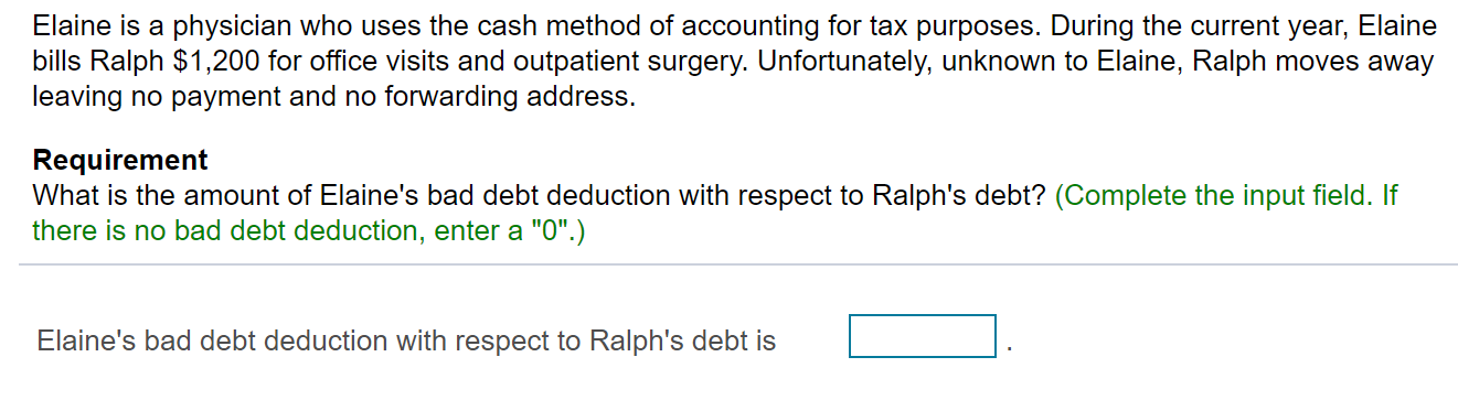 Solved Elaine is a physician who uses the cash method of | Chegg.com