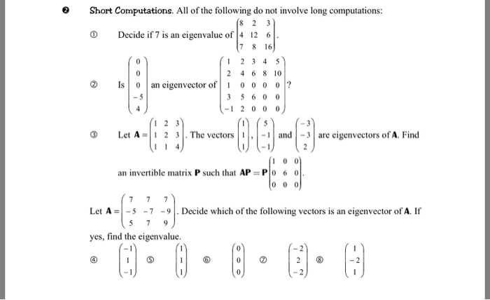 Solved e Short Computations. All of the following do not | Chegg.com