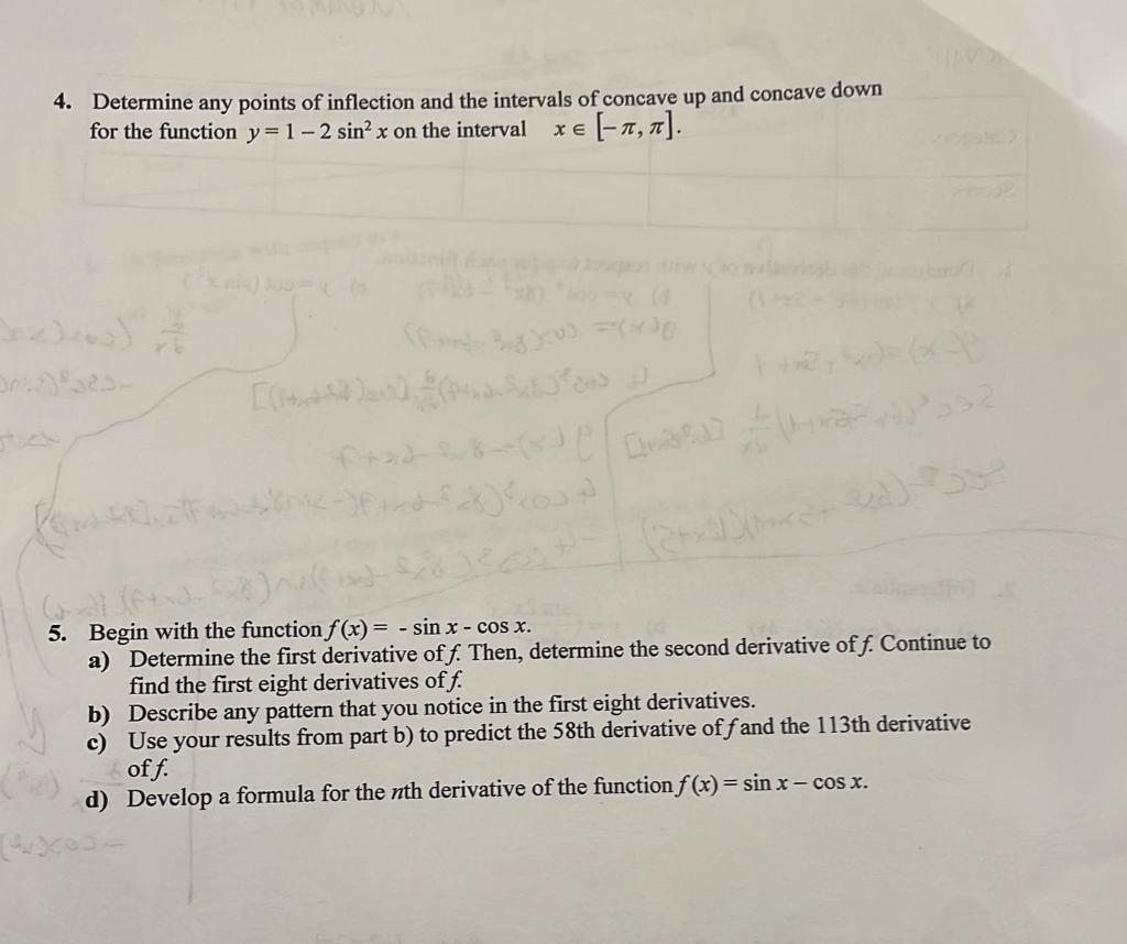 Solved 4. Determine any points of inflection and the | Chegg.com
