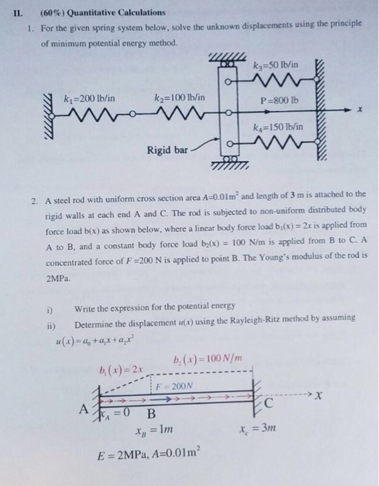 Solved For the given spring system below, solve the unknown | Chegg.com
