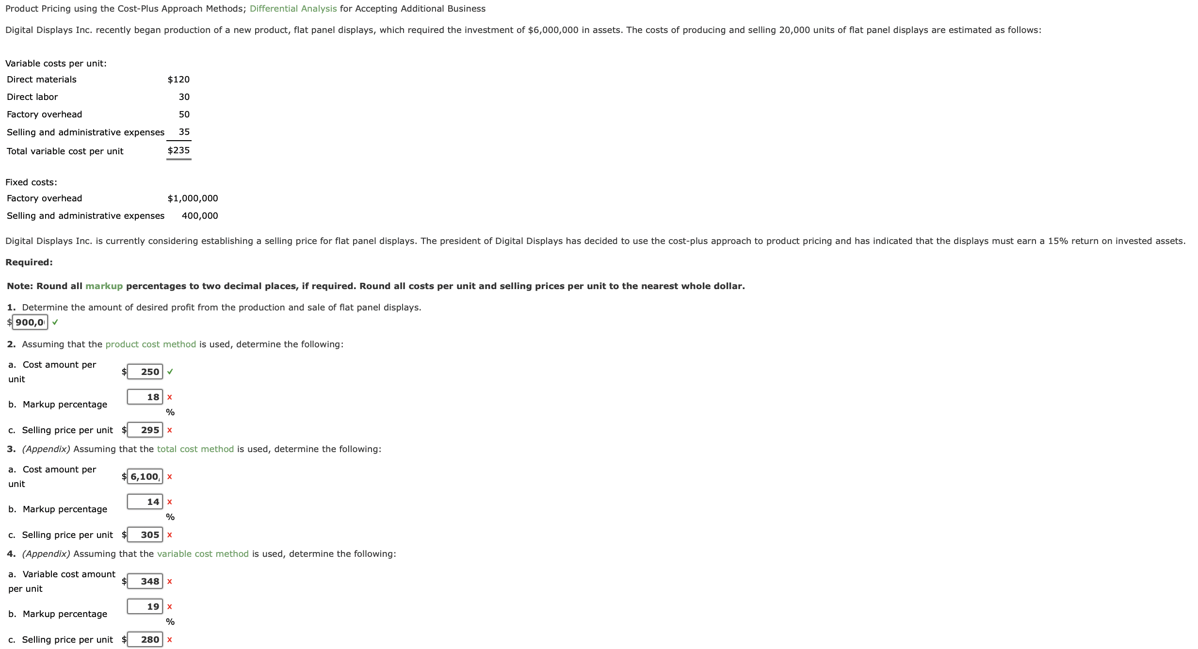 Solved Product Pricing using the Cost-Plus Approach Methods; | Chegg.com