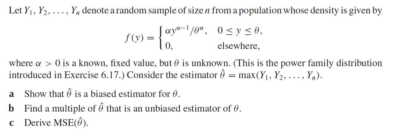 Solved Let Y1,Y2,…,Yn denote a random sample of size n from | Chegg.com