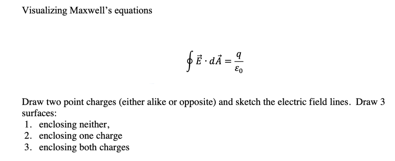Solved Visualizing Maxwell's equations ∮E⋅dA=ε0q Draw two | Chegg.com