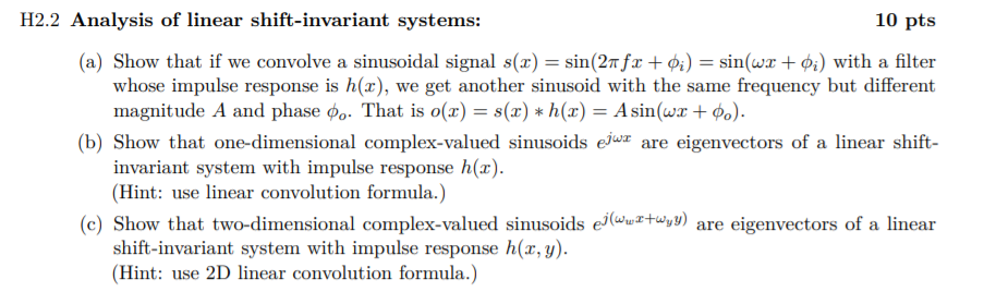 H2.2 Analysis of linear shift-invariant systems: 10 | Chegg.com